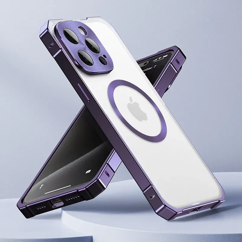 Metal-Frame-Phone-Case-with-Camera-Lens-ProtectionSupports-Magsafe ...