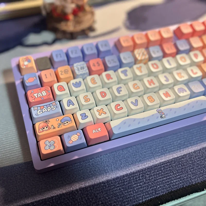NPKC-Pink-Blue-Keycaps-Set-Candy-Cartoon-Keycap-MDA-Key-caps-for-MX ...