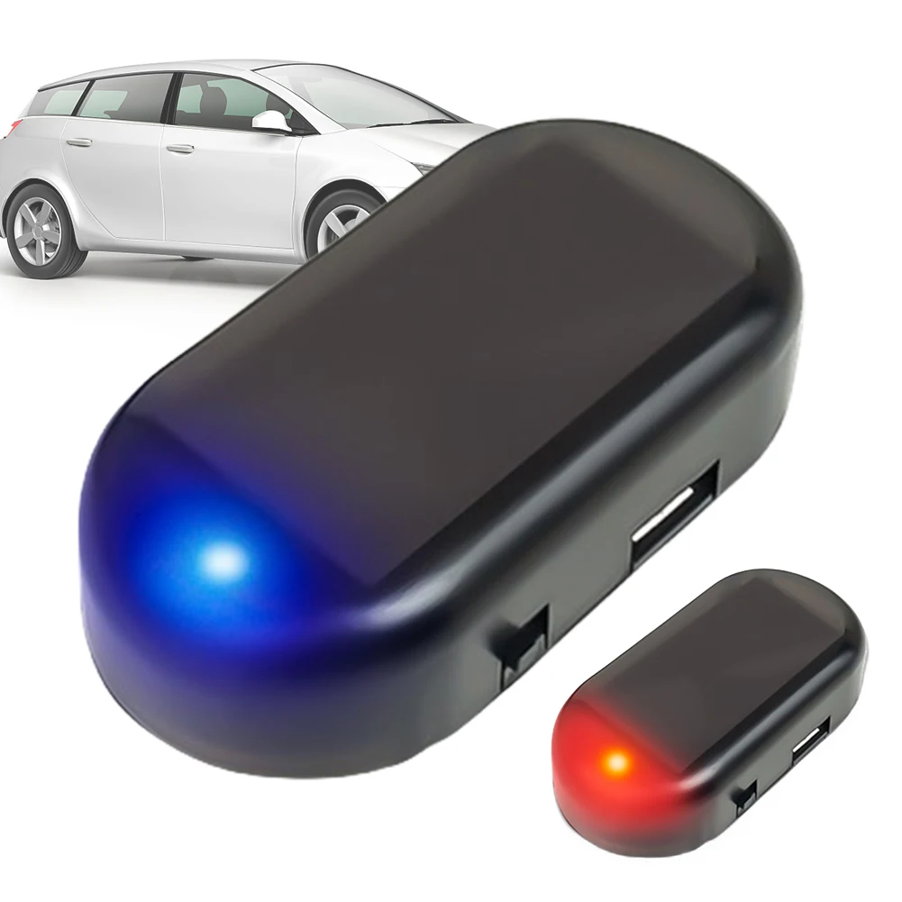 Solar Powered Car Fake Security Light Blue/Red Light Simulated Dummy ...