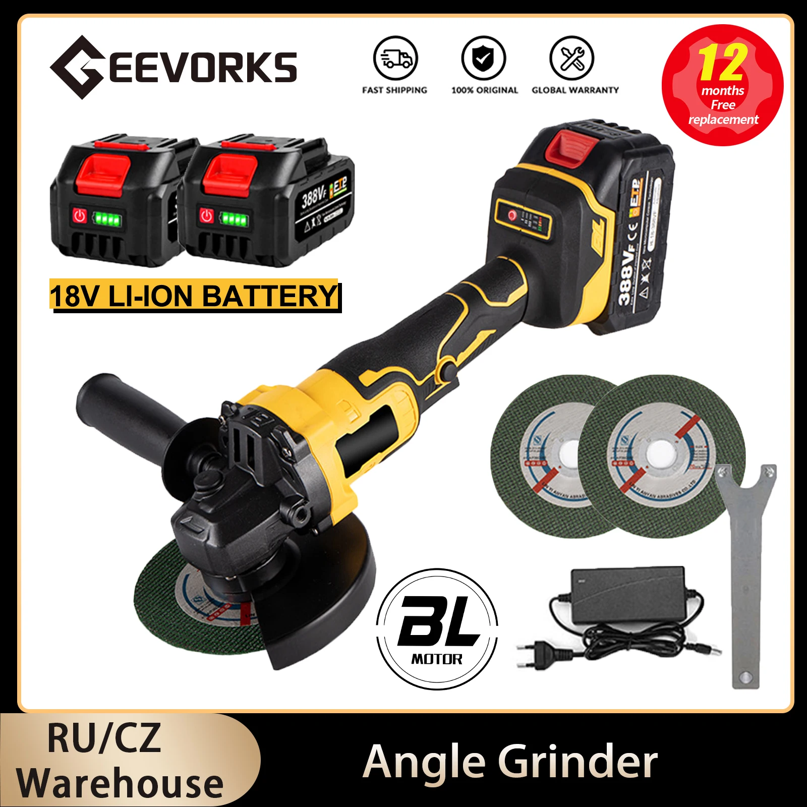M14-10000RPM-Brushless-Cordless-Electric-Angle-Grinder-Tool ...