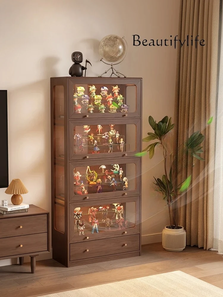 Figure display cabinet Solid wood floor-to-ceiling Lego display stand ...