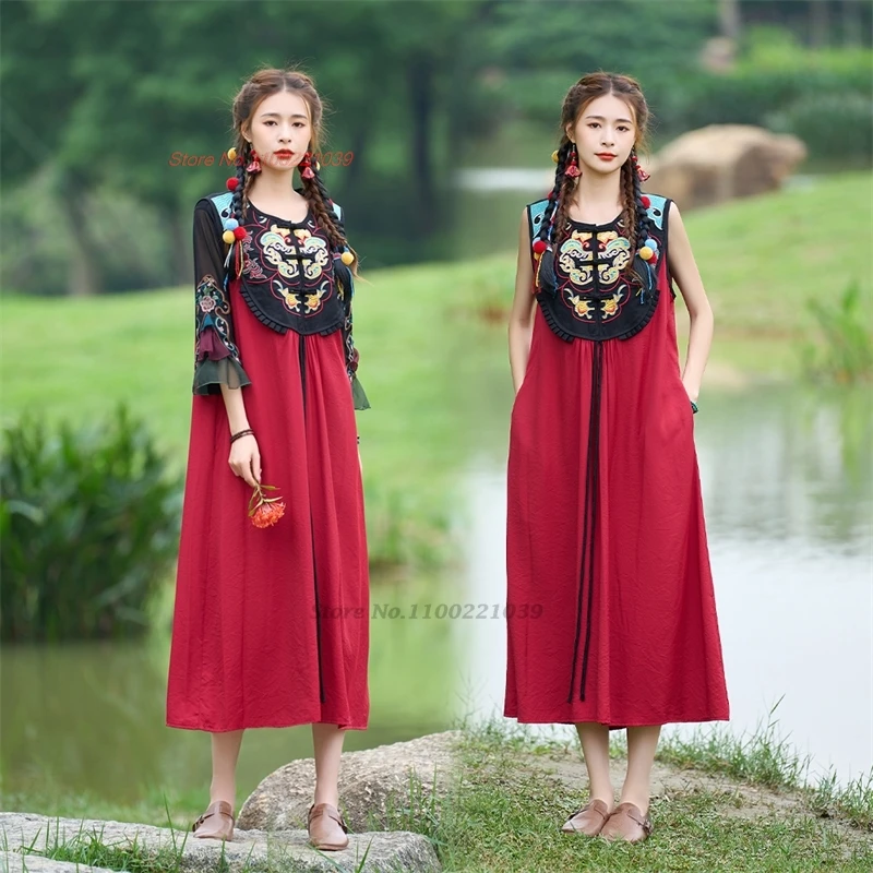 2024-traditional-chinese-vintage-dress-national-flower-embroidery ...
