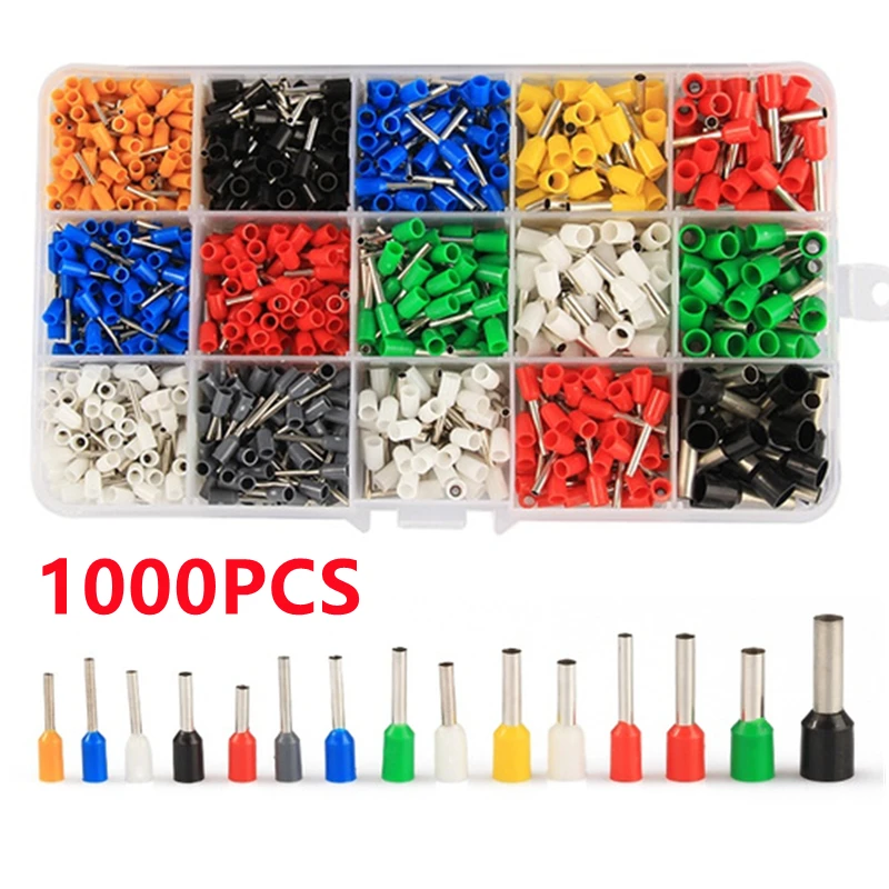 600/1000PCS Insulated Cord End Terminal Set Electrical Wire Ferrules ...