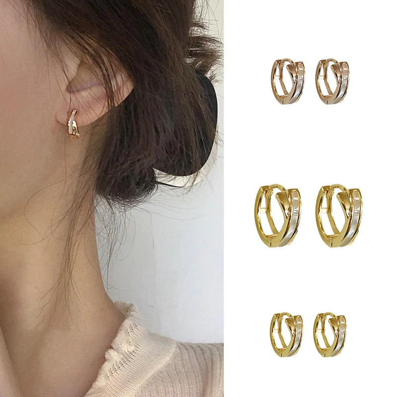 Ponykiss 925 prata geométrica branco vender cruz 18k banhado a ouro brincos de argola fivela ...