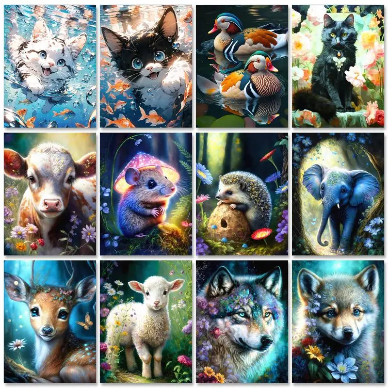 SDOYUNO-Frame-DIY-Painting-By-Numbers-Animals-Kit-For-Adults-Canvas-By ...