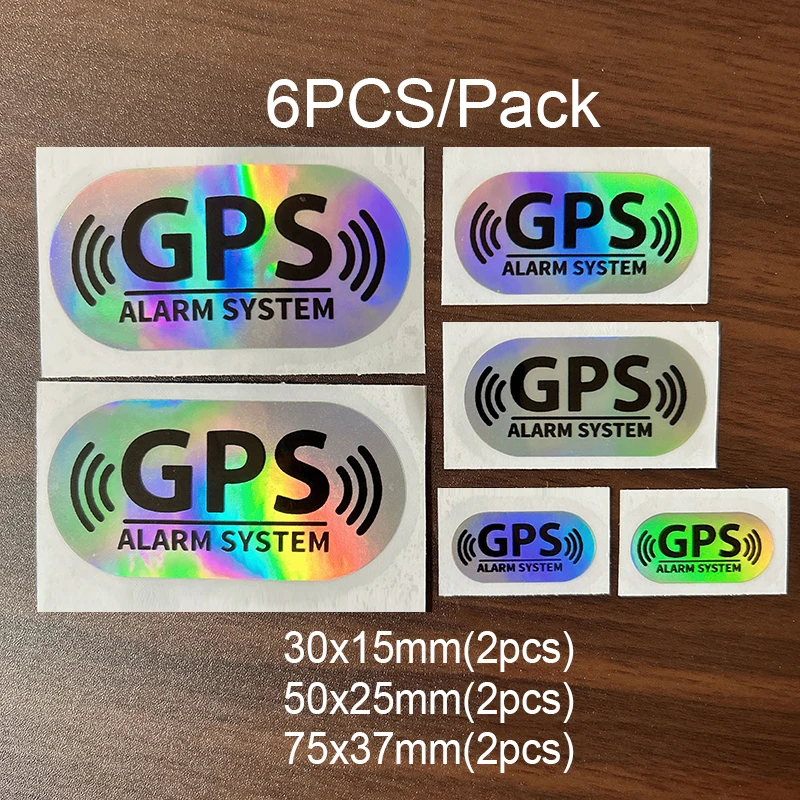 Holographic-Car-Stickers-6PCS-ALARM-SYSTEM-GPS-TRACKING-Device-Security ...