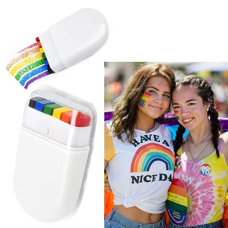 6-Color-Body-Art-Rainbow-Face-Paint-Pride-Flag-Color-Face-Paint-Fan ...