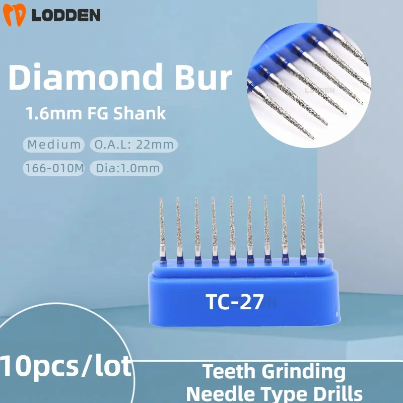 10pcs/set Dental Diamond Burs 166-010M Blue Rings TC-27 Dentistry Burs ...