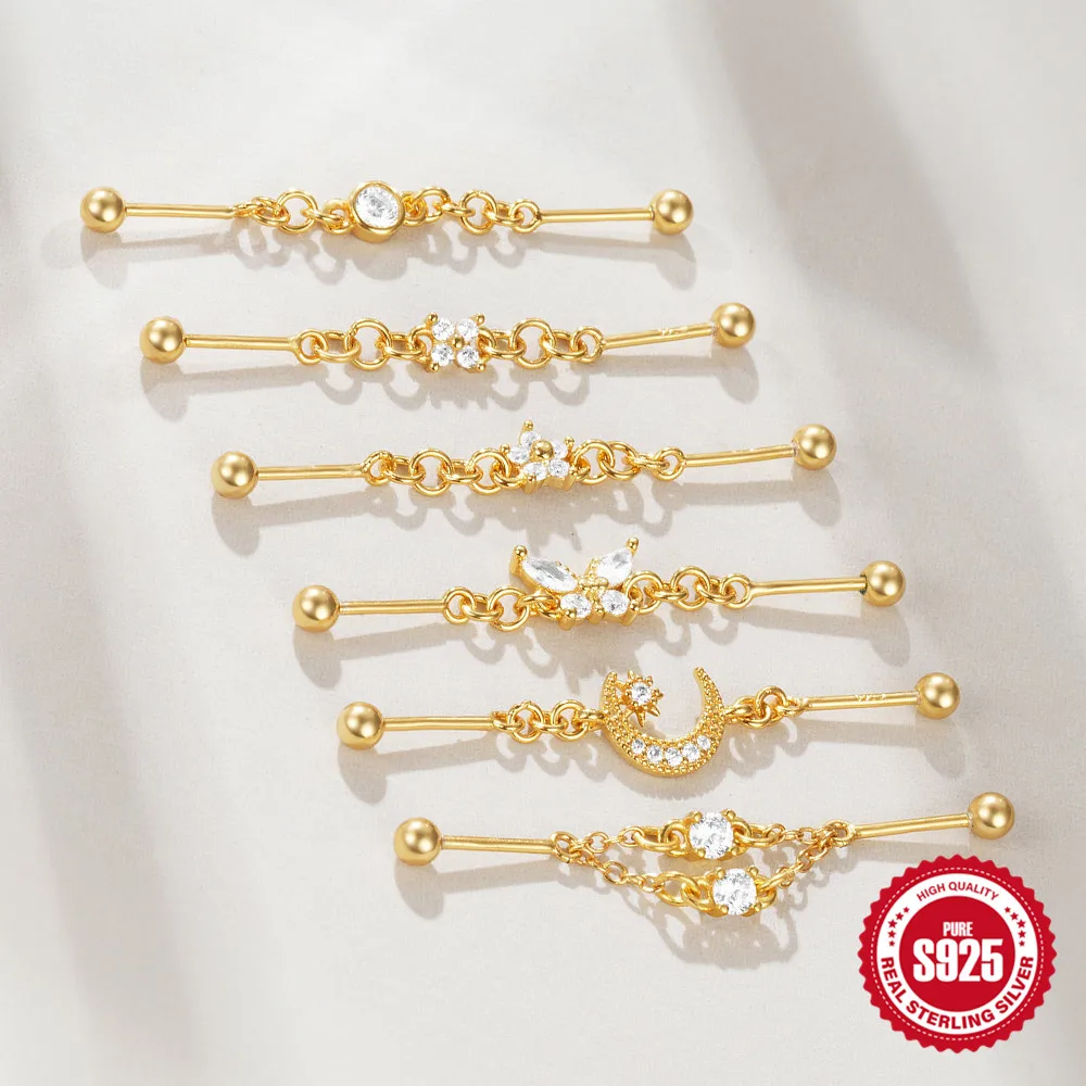 AIDE 925 en argent Sterling haltère boule Piercing boucle d'oreille ...