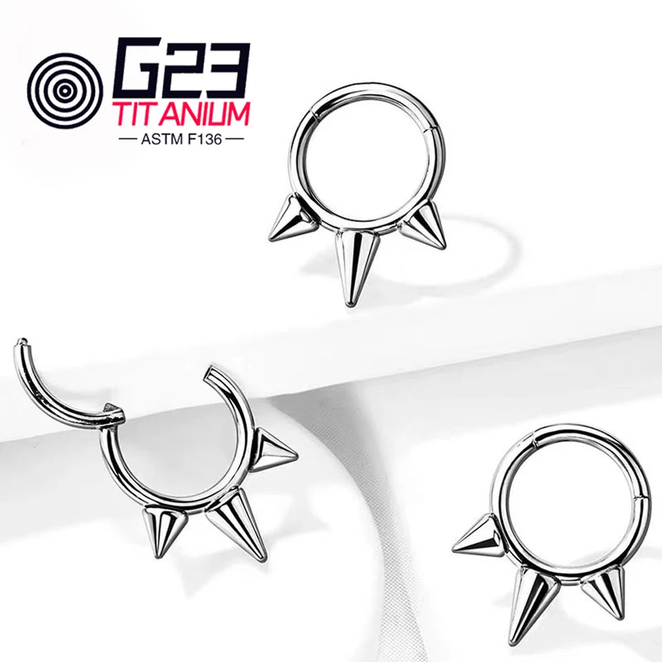 16G Implant Grade Titanium ASTM F136 Septum Piercing Clicker Hinged ...