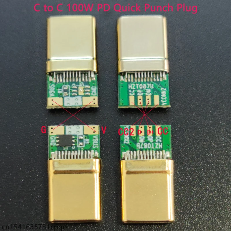 Type pd100w gold plated USB plug c94 fast charging full protocol ...