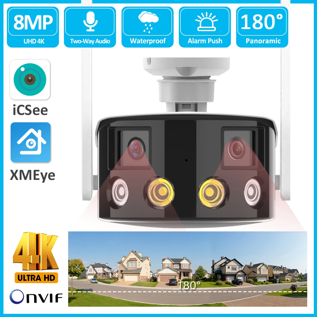 Outdoor-4K-8MP-180-Ultra-Wide-View-Angle-Panoramic-Waterproof-External ...