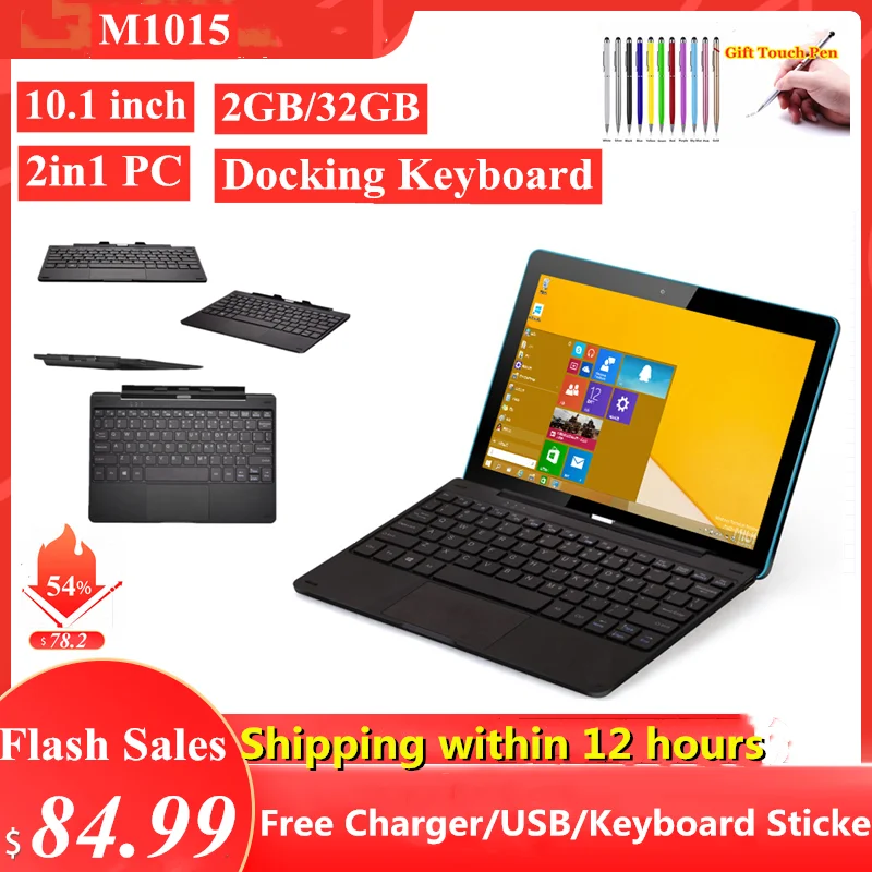 New 10.1'' Windows 10 Tablet PC with Docking Keyboard 1GB DDR3 ...