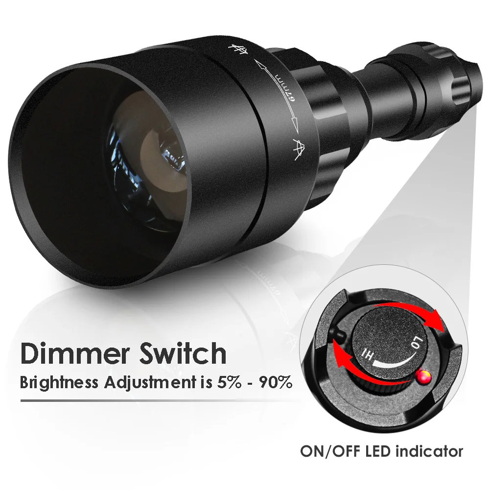 UniqueFire linterna LED infrarroja recargable, iluminador, atenuador ...