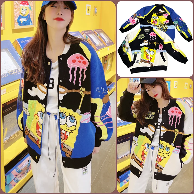 Anime-Hobby-Bob-Esponja-Squarepants-chaqueta-de-b-isbol-de-retazos ...