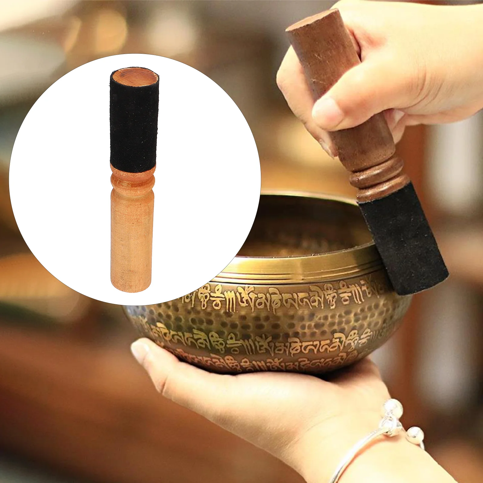 Bowl-Singing-Mallet-Striker-Sound-Stick-Wooden-Tibetan-Accessory-Gong ...