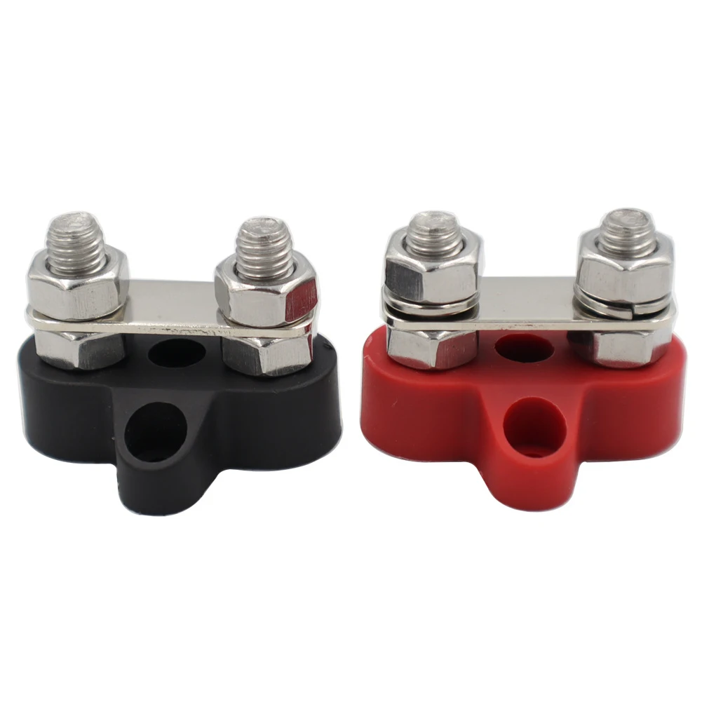 M6 M8 Terminal Block Studs Bus Bar 5/16" 1/4" BusBar Positive Negative Heavy Duty Power ...