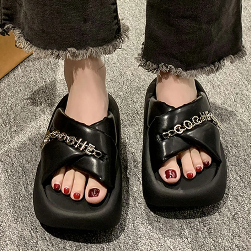 Fashion-Chain-Women-Slippers-Autumn-New-2023-Designer-Open-Toe-Slides ...