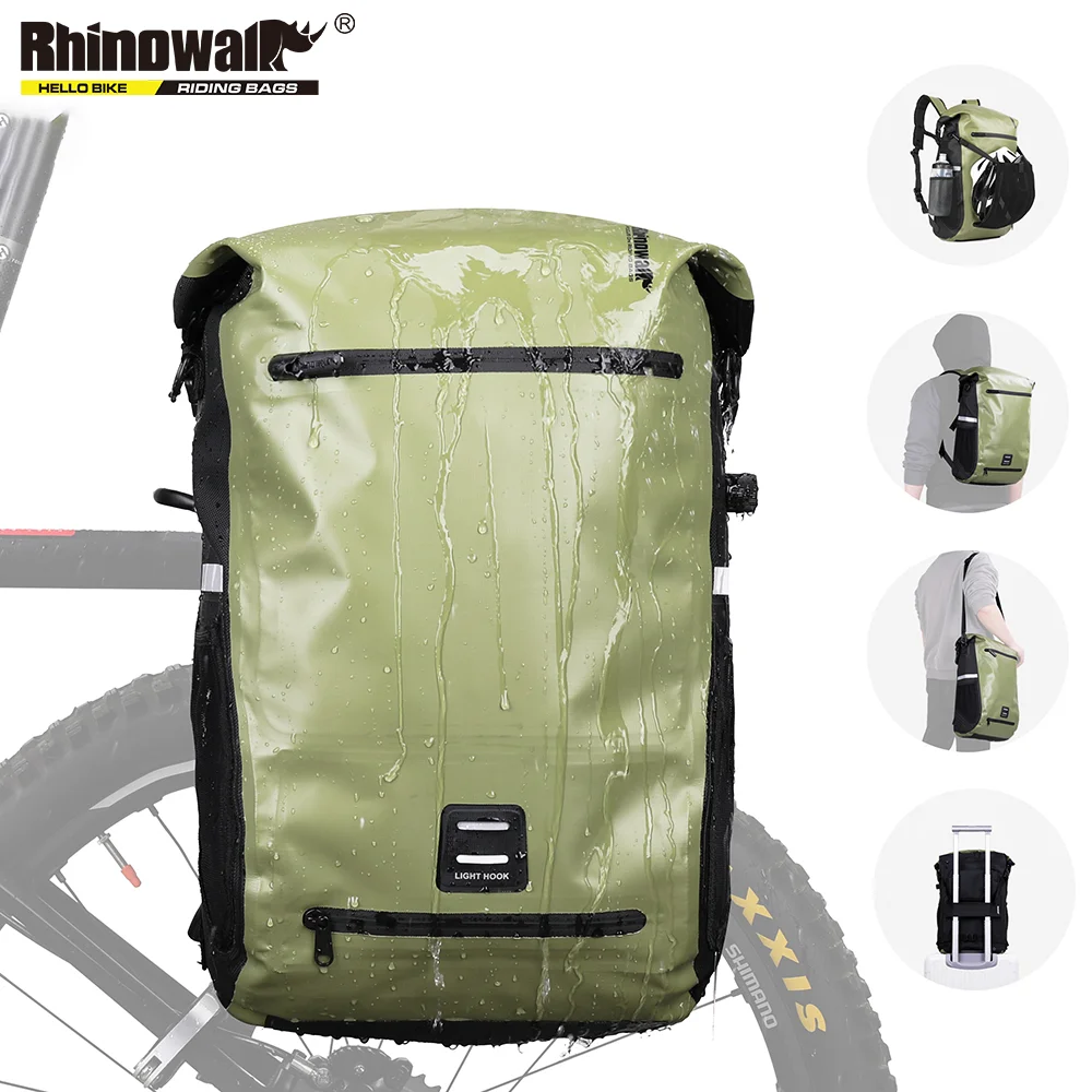 Rhinowalk 22l Waterproof Bike Pannier Bag Portable Cycling Backpack Bicycle Rear Rack Mtb Trunk ...