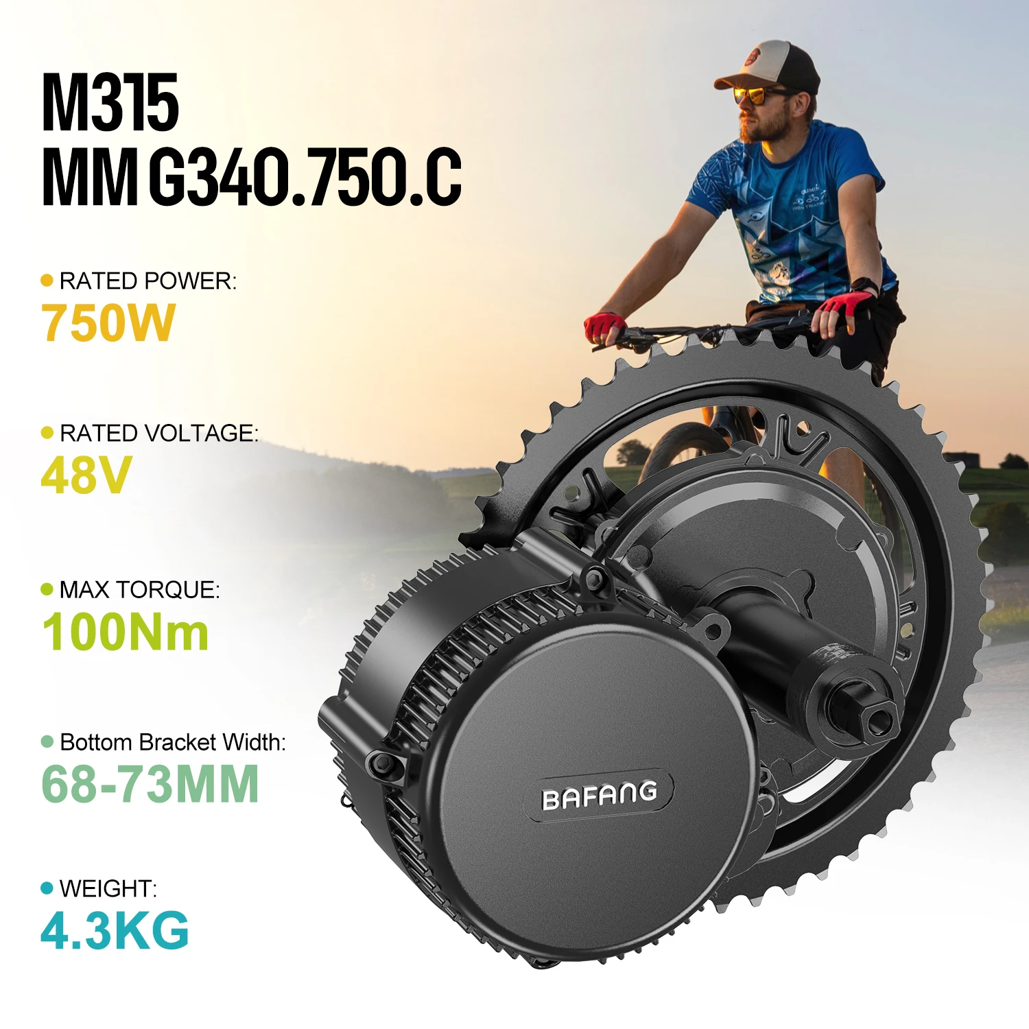 BAFANG 전기 브러시리스 자전거 모터 키트, BBS02, 48V, 750W 미드 드라이브 키트, 8Fun 자전거 모터, 68 ...