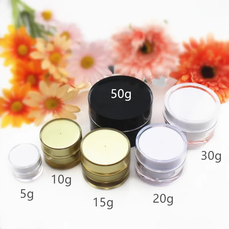 5g-10g-15g-20g-30g-50g-Round-Acrylic-Jar-White-Gold-Bottle-Container ...