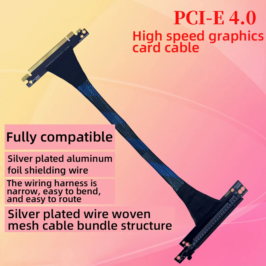 Premium-PCI-E-4-0-X16-Graphics-Card-Extension-Cable-Braided-Mesh ...