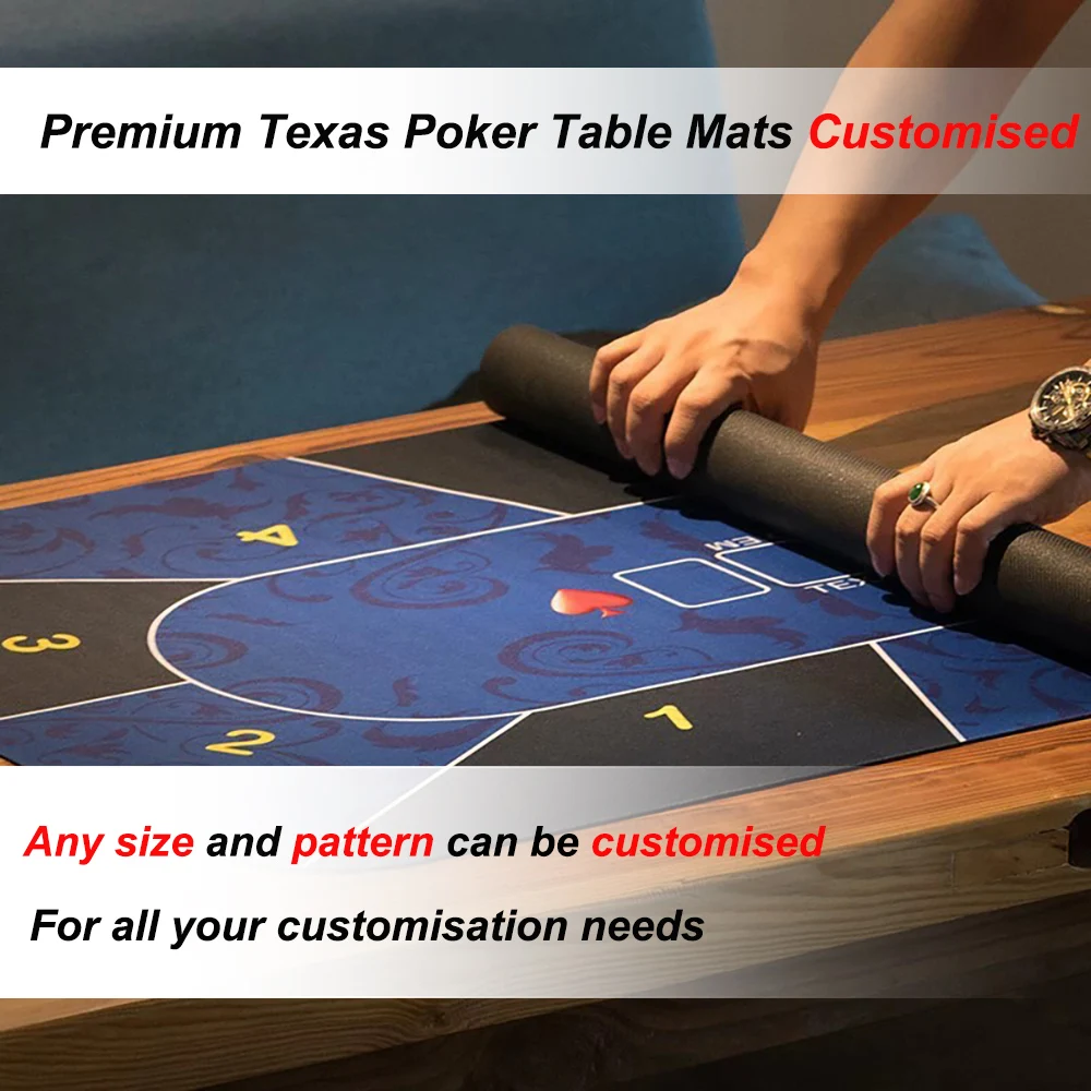 Customised Rubber Texas Hold'em Poker Table Mats Deluxe Printing Casino ...