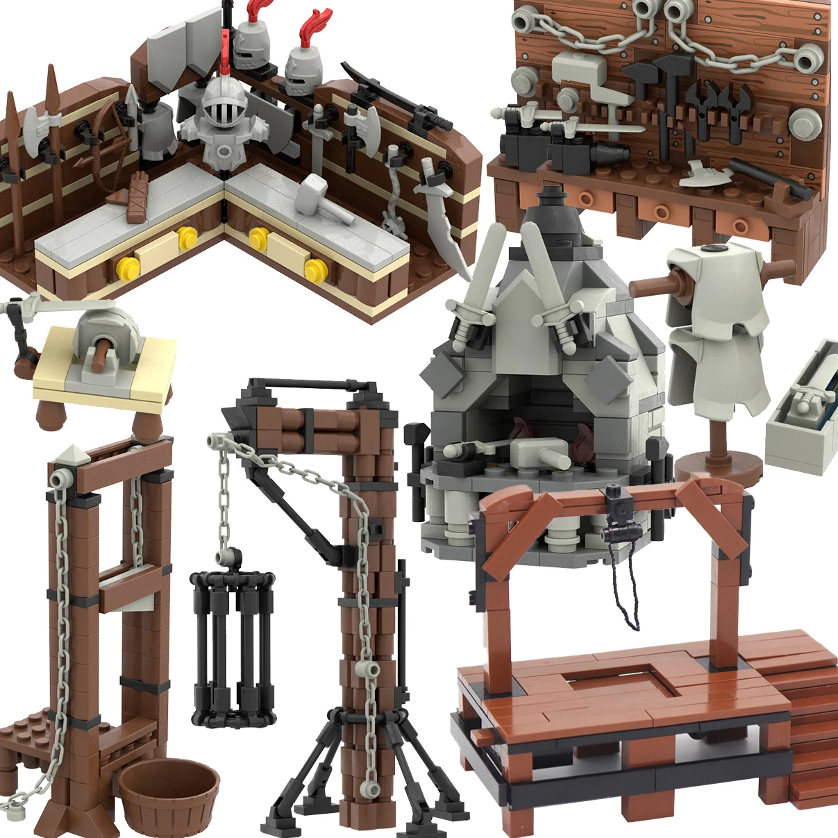 MOC-Medieval-Military-Castle-Siege-Hanging-Cage-Guillotine-Weapons ...