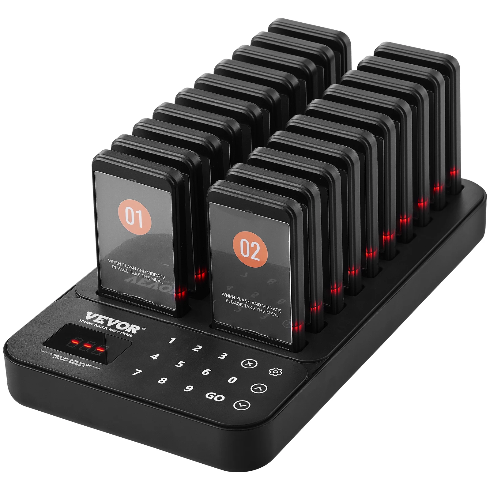 VEVOR 20 Buzzers Restaurant Pager System Wireless Range Waiting Pager ...