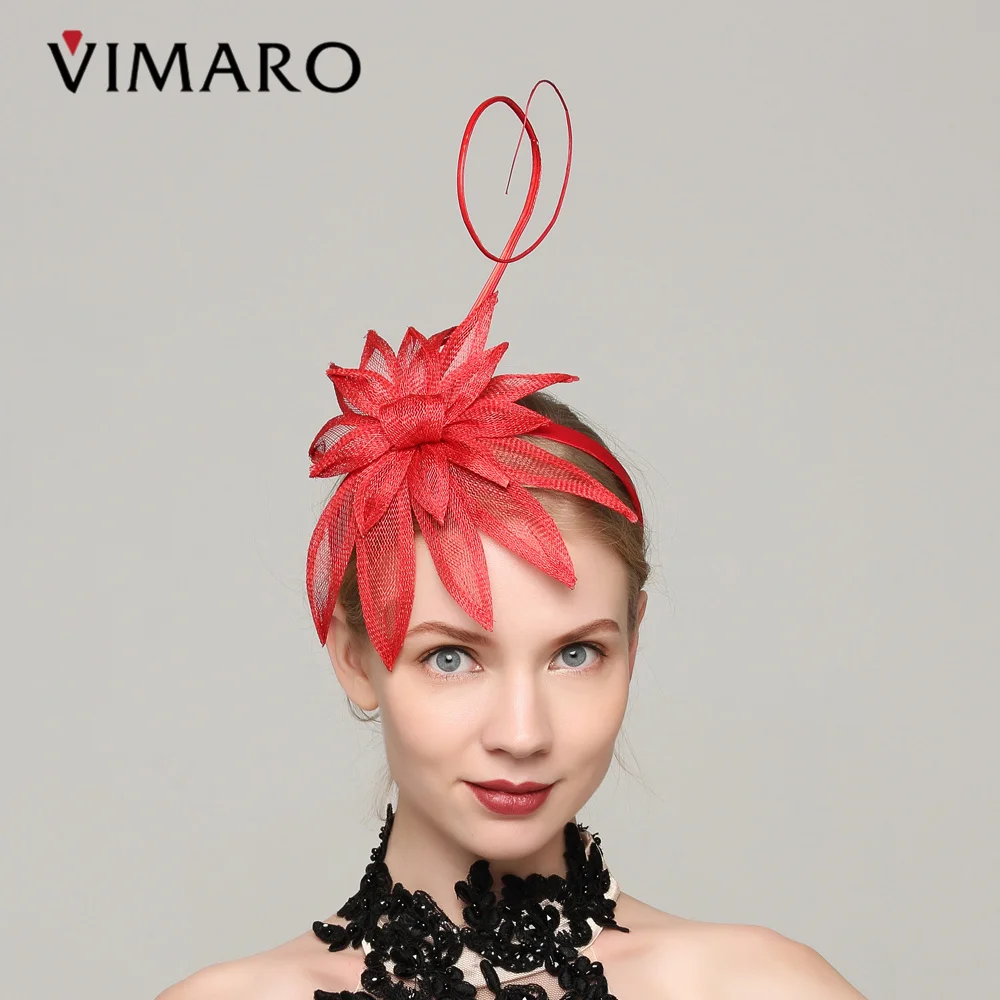 VIMARO-Red-Sinamay-Fascinators-for-Women-Elegant-Facinators-Hats-for ...