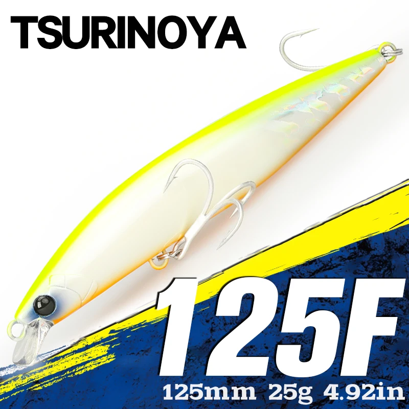 TSURINOYA-125F-125mm-25g-Floating-Minnow-Sea-Fishing-Lure-STINGER-Penetrating-Wire-67m-Ultra ...