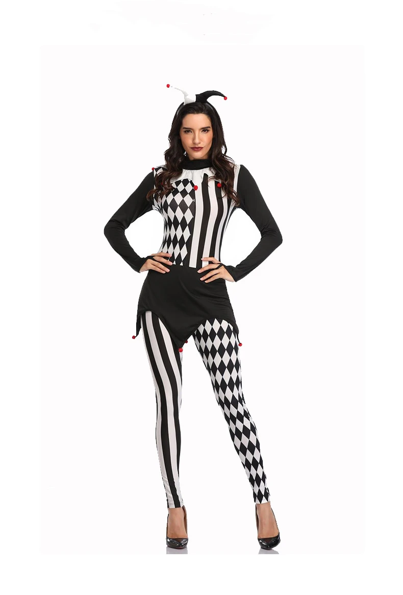 Halloween Sexy Harley Costume Adult Funny Naughty Joker Circus Clown ...