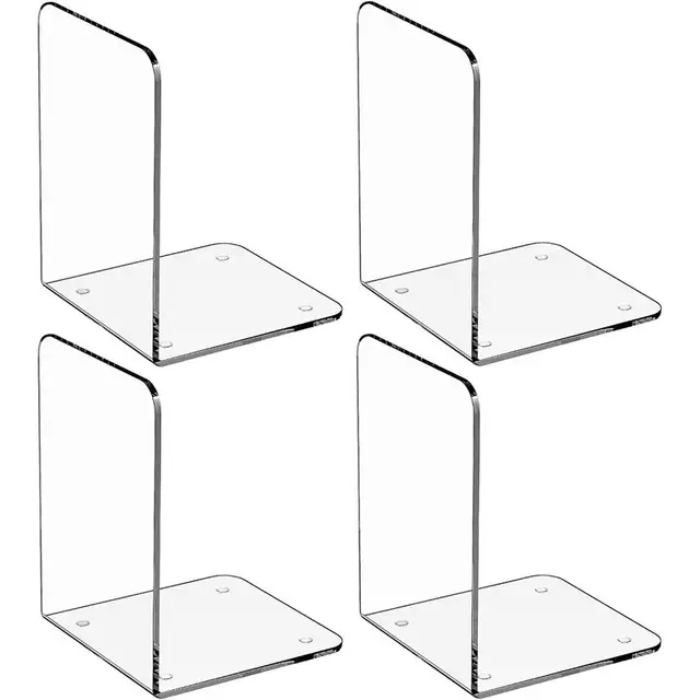 4/6pcs Clear Bookends Acrylic Book Ends For Shelves Heavy Duty Bookends ...