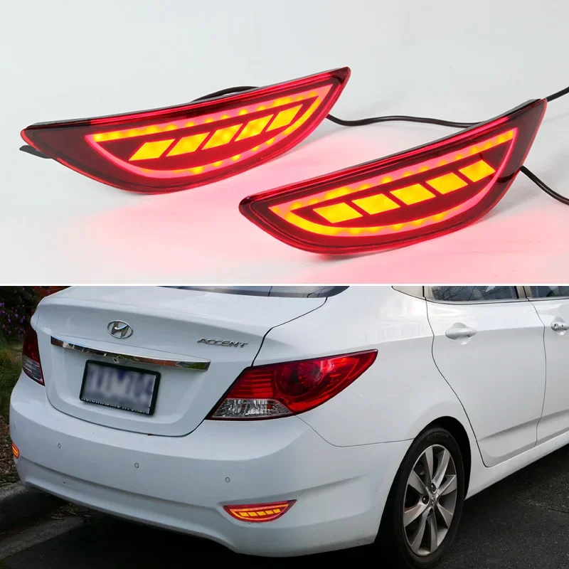 Car LED Rear Bumper Lamps For Hyundai Accent Sedan 2010-2016 Brake ...
