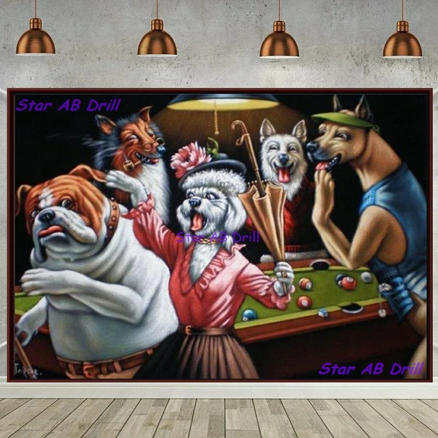 Dogs Playing Pool Original