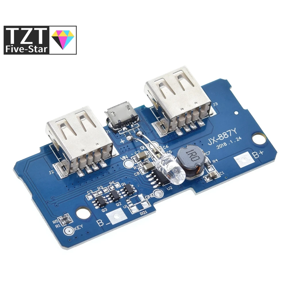 18650 Dual Micro USB 3.7V para 5V 2A Impulso DIY Banco De Energia Móvel ...