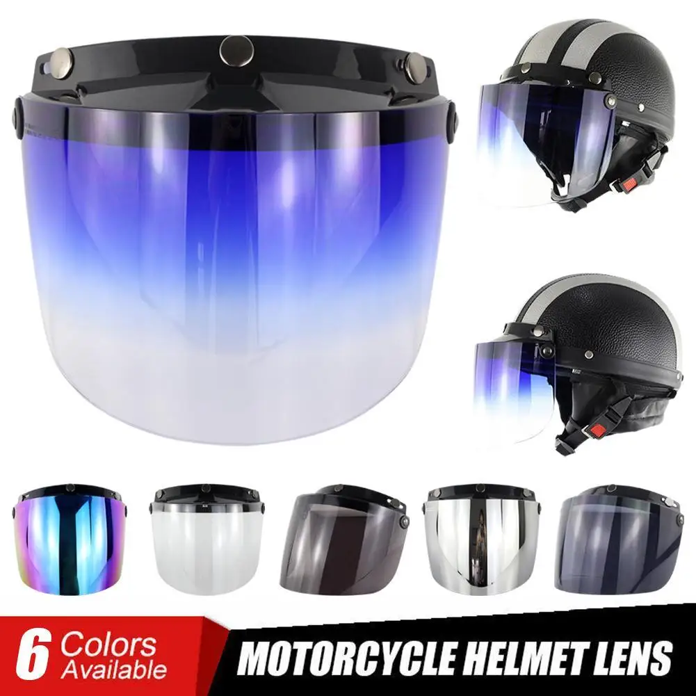 Motorcycle-Helmet-Visors-Bubble-Mirror-Three-Button-Type-Retro-Open-Face-Helmets-Lenses-Visor ...