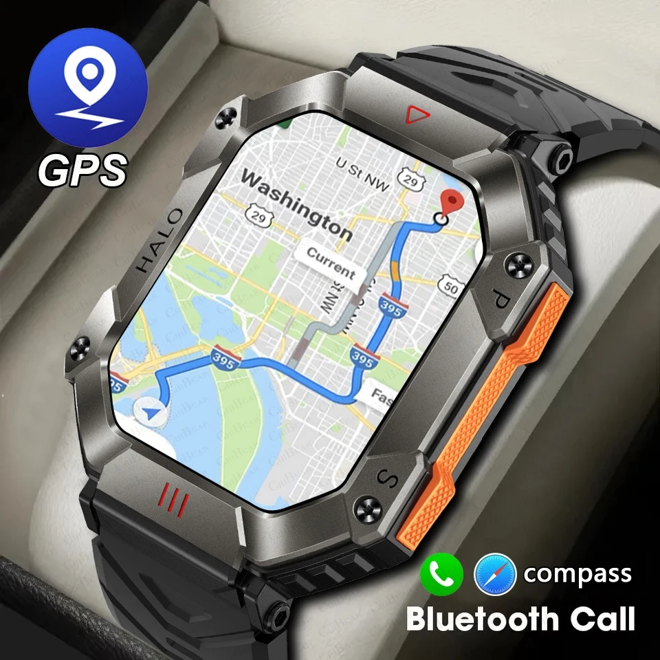 2024 New Military Outdoor Men's Smart Watch Compass GPS Track Weather ...