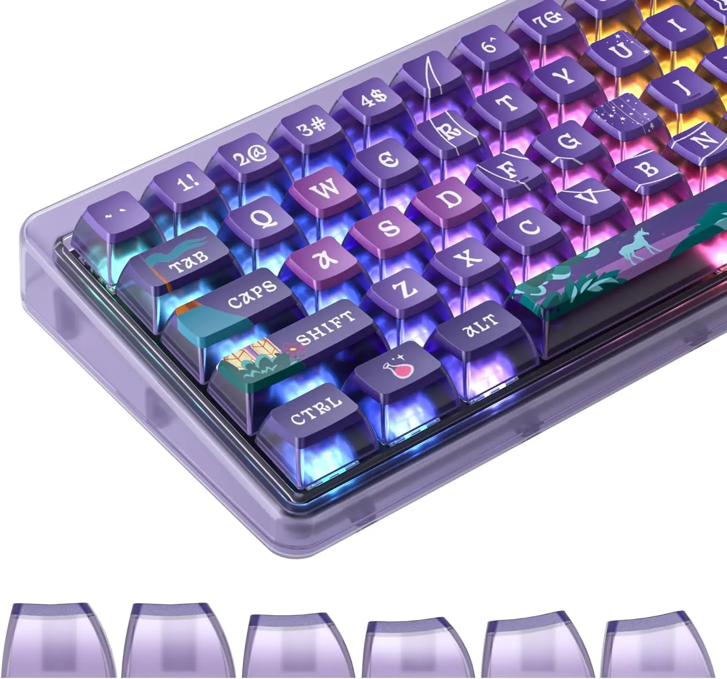 Pudding-Translucent-Keycaps-Purple-Keycap-116-Keys-ASA-Profile-PBT-PC ...