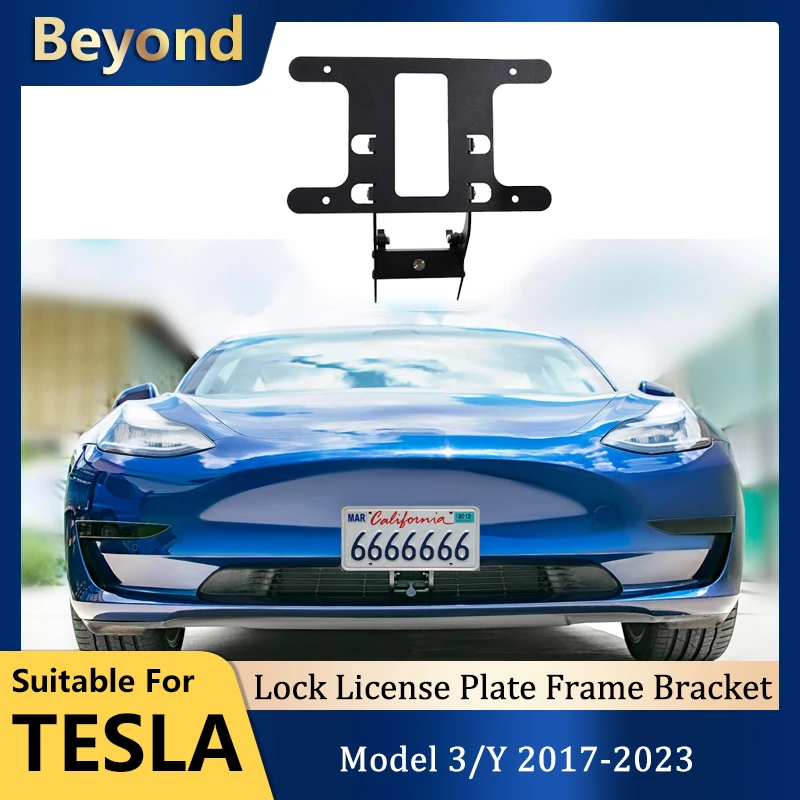 No-Drill-License-Plate-Holder-for-Tesla-Model-3-Y-2017-2023-With-Anti ...