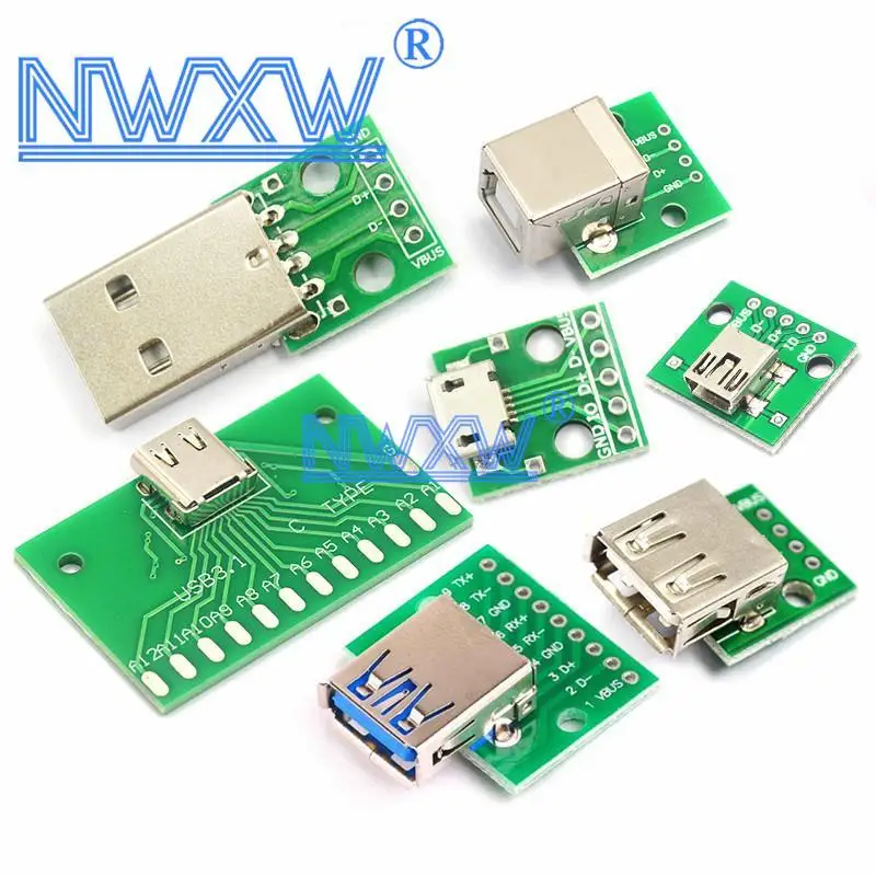 5 piezas Micro Mini USB A macho USB 2,0 3,0 A hembra USB B conector ...