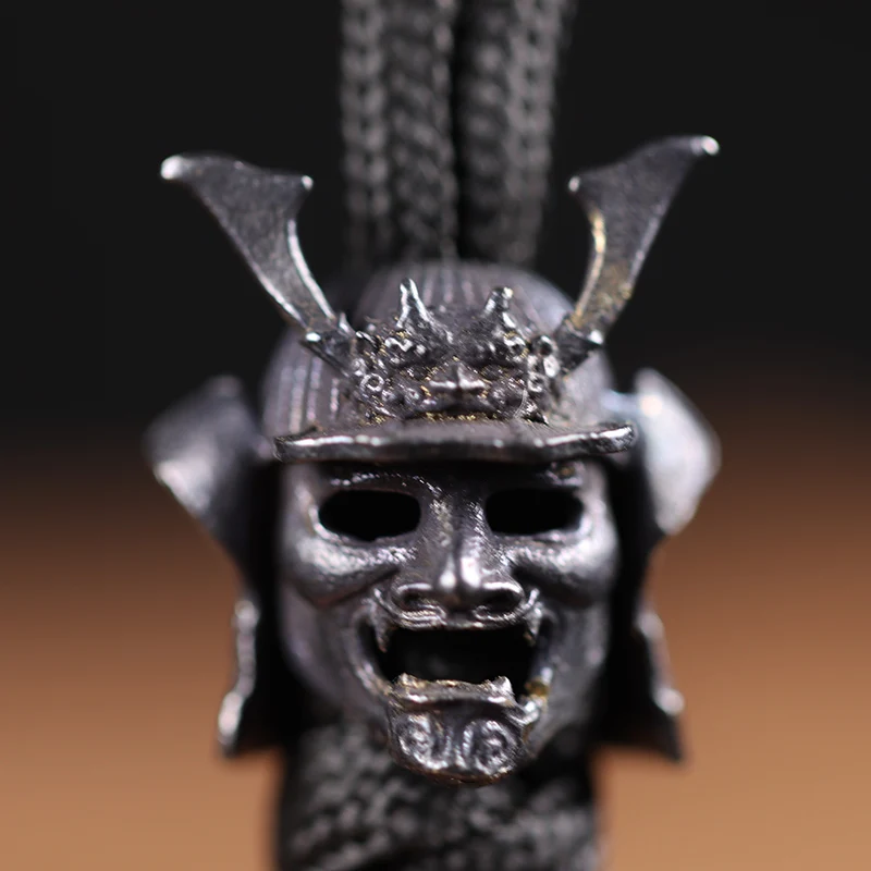 Black Japanese Eagle Nose Samurai Helmet Knife Bead Brass Woven ...