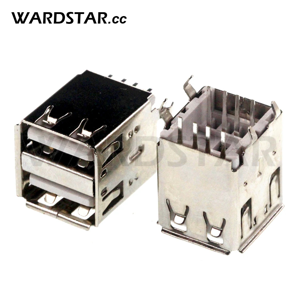 10Pcs Double USB Type A Female Solder Jacks Connector PCB Socket USB A ...