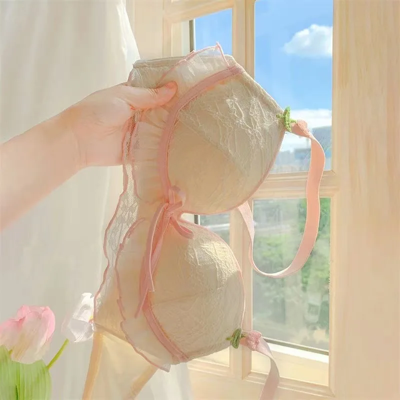 Tulip-bra-cute-girl-thin-underwear-no-underwire-flat-chest-girl-student ...