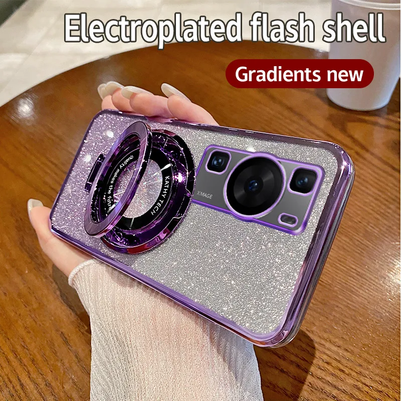 Glitter-Magsafe-Magnetic-Stand-Holder-Plating-Case-for-Huawei-P70-P60 ...