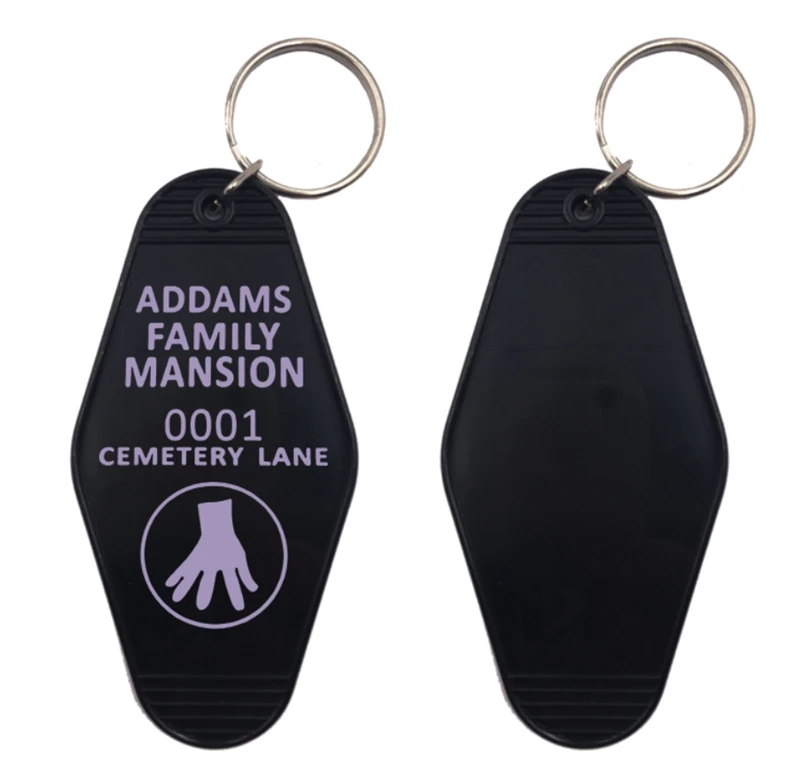 ADDAMS FAMILY MANSION 0001 CEMETERY LANE HOTEL KeyChain Keyring Tag Key ...