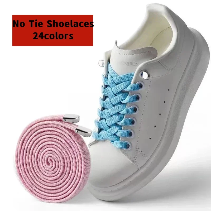 No Tie Flat Hiking Running Shoe Lace Elastic Shoelaces Outdoor Leisure ...