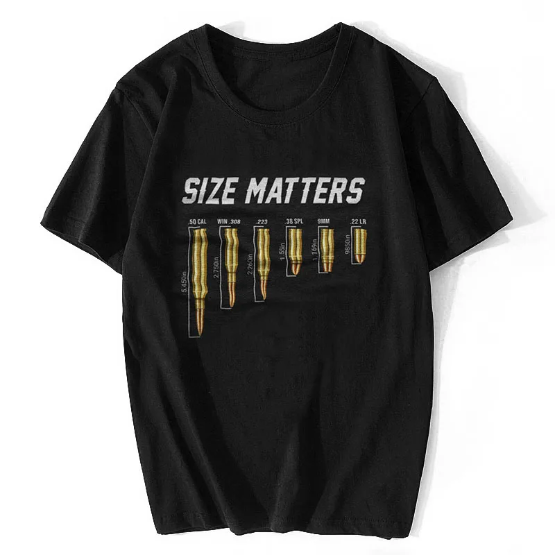 Size Matters Bullet Printed T-shirt. Summer Cotton O-neck Short Sleeve ...