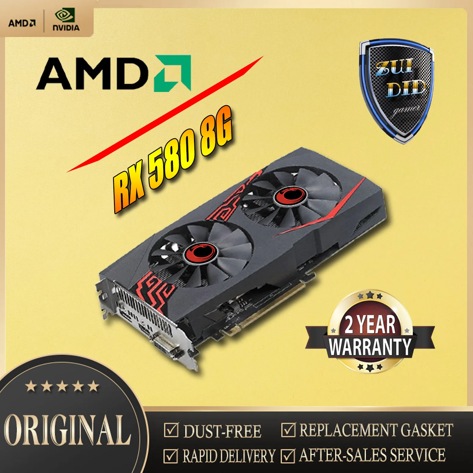 ZUIDID-Video-Card-AMD-RX580-8G-256Bit-2048SP-GDDR5-Graphics-Cards-For ...