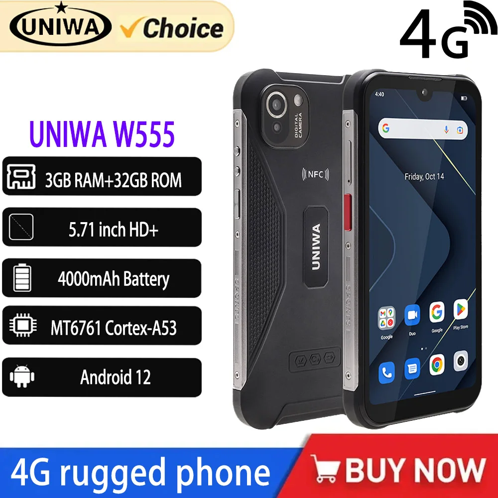 Versión global Tapa dura UNIWA W555 4G Smartphone resistente Pantalla ...
